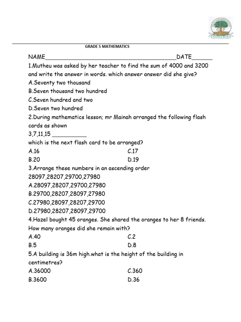 Mathematics Grade 5 by Maina | PDF