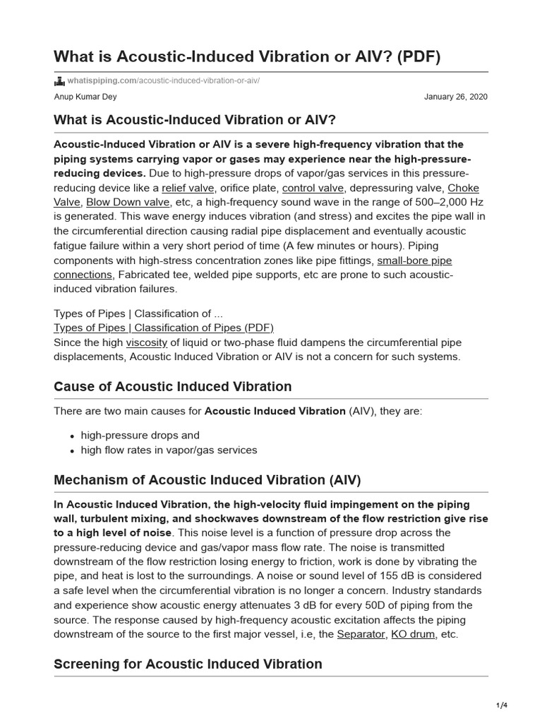 Understanding Acoustic-Induced Vibration | PDF | Sound | Pipe (Fluid ...