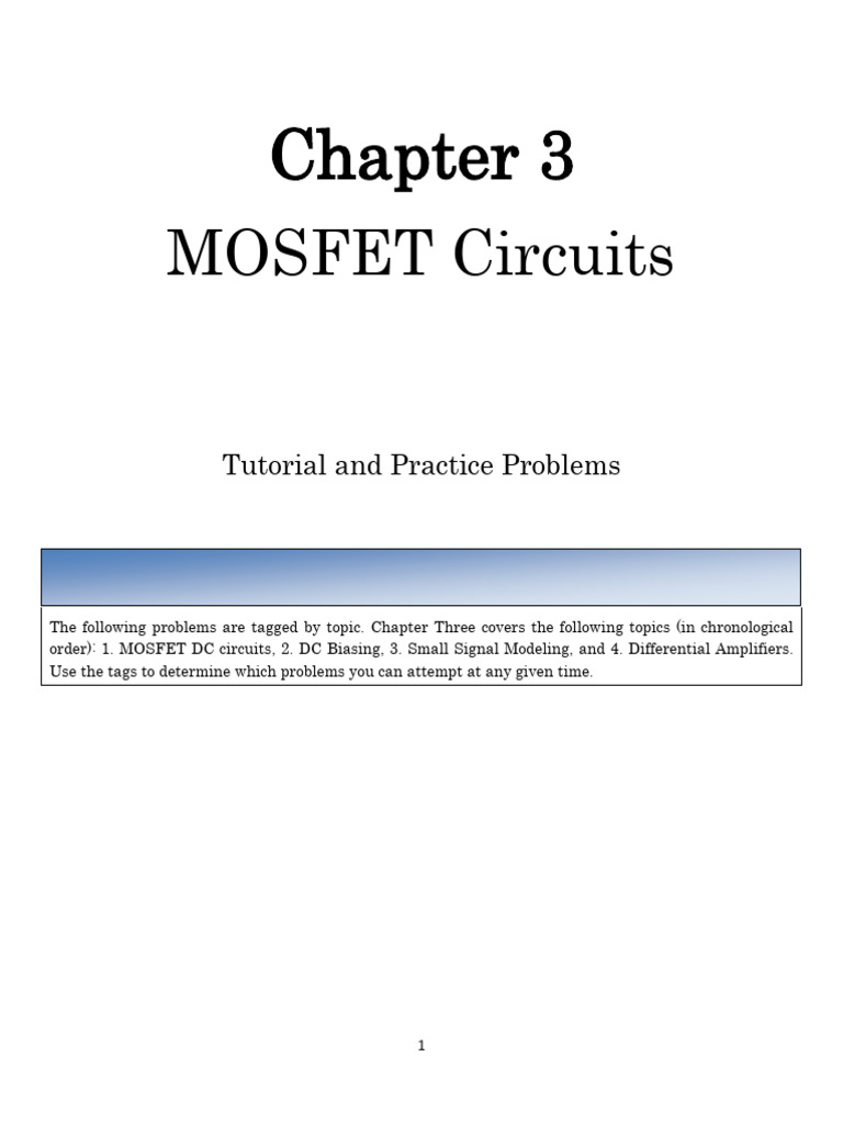 MIE346 - Tutorial Problems 3 - MOSFET Circuits | PDF | Amplifier | Mosfet