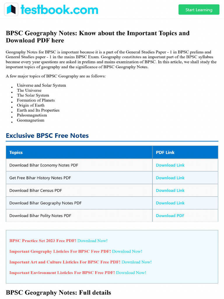 BPSC Geography Notes - Know About The Important Topics and Download PDF ...