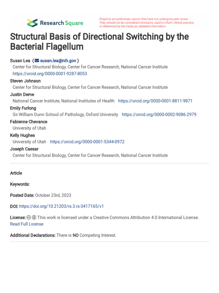 Structural Basis of Directional Switching by The Bacterial Flagellum ...