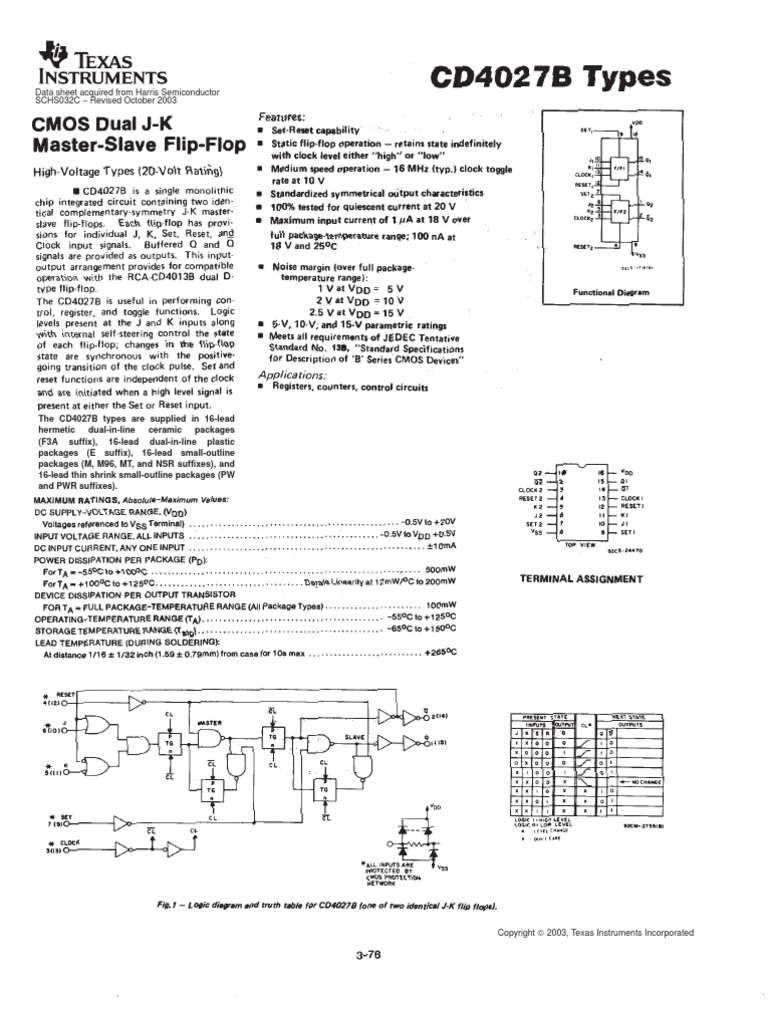 Datasheet 4070 Cmos Flip-Flop | PDF | Electronics | Computing And ...