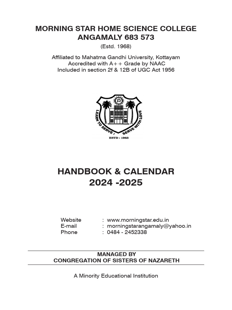 Morning Star Home Science College ANGAMALY 683 573: Handbook & Calendar | PDF | Mary, Mother Of ...