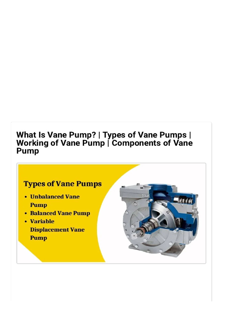 Overview of Vane Pump Types and Functions | PDF | Pump | Turbine