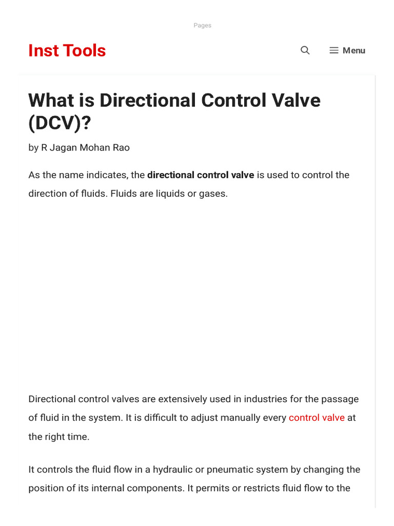 What Is Directional Control Valve (DCV) - Inst Tools | PDF | Valve ...