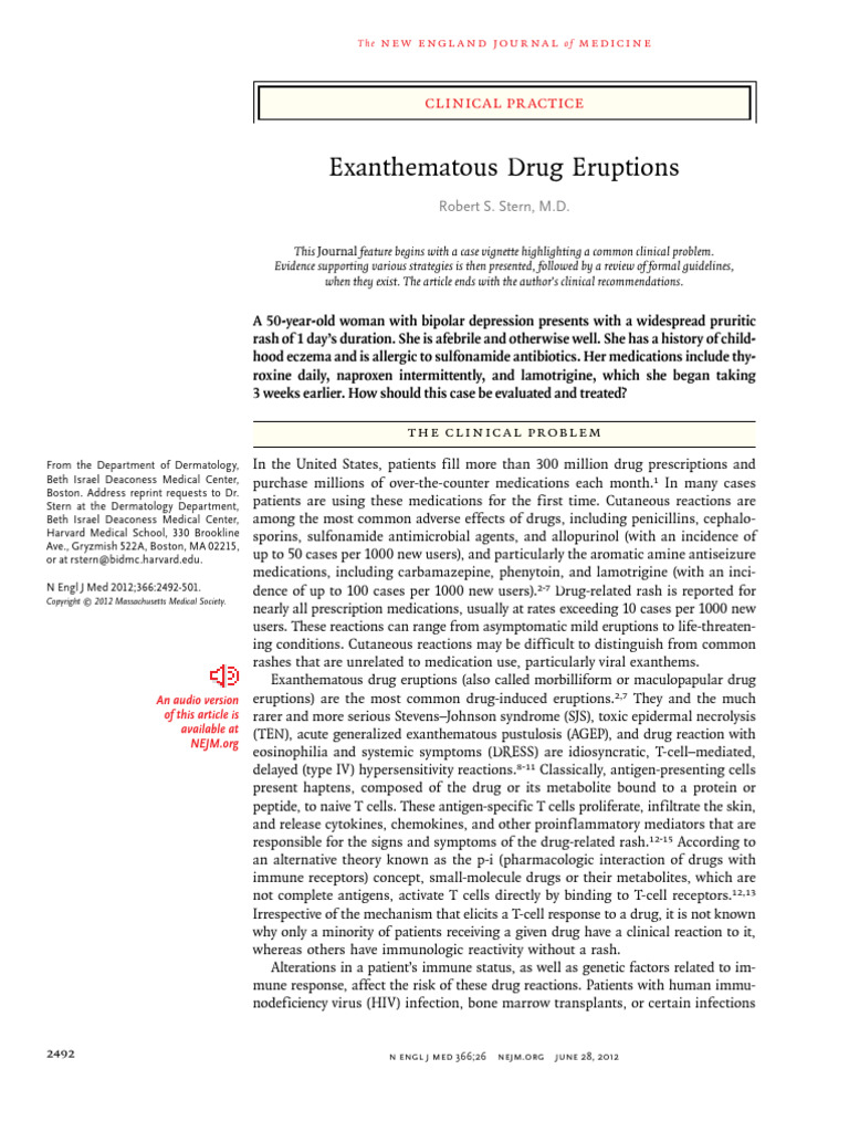 Exanthematous Drug Eruptions Overview | PDF | Human Diseases And ...