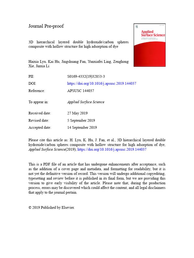 3D Hierarchical Layered Double Hydroxide Carbon Spheres Composite With ...