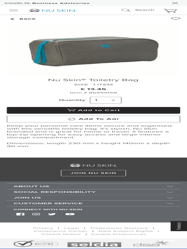 Nu Skin Toiletry Bag - Stylish & Functional | PDF