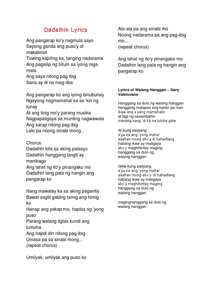 Dadalhin Lyrics | PDF