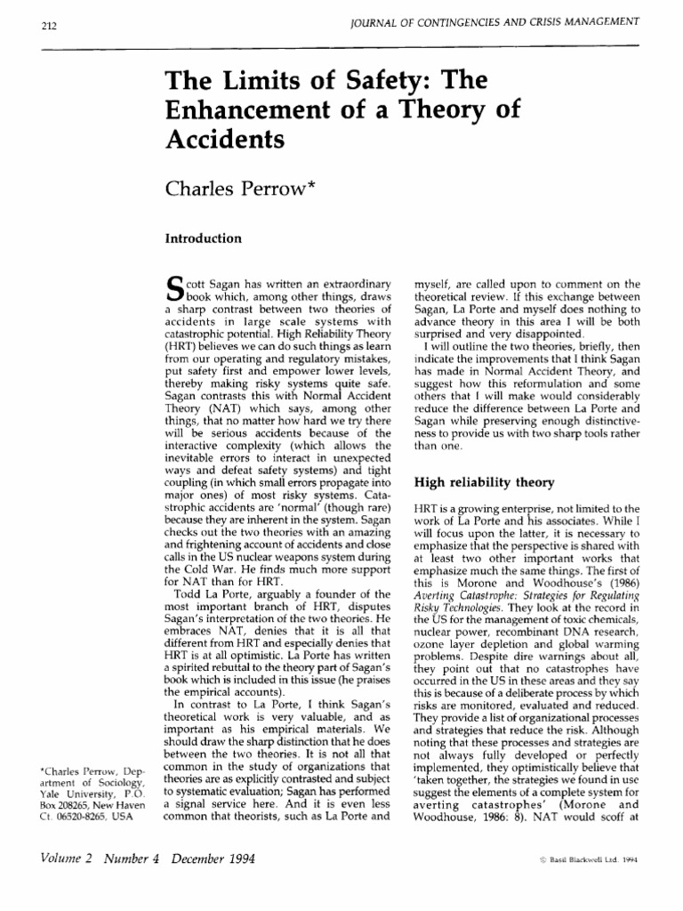 Perrow. C - The Limits of Safety | PDF | Reliability Engineering | Risk