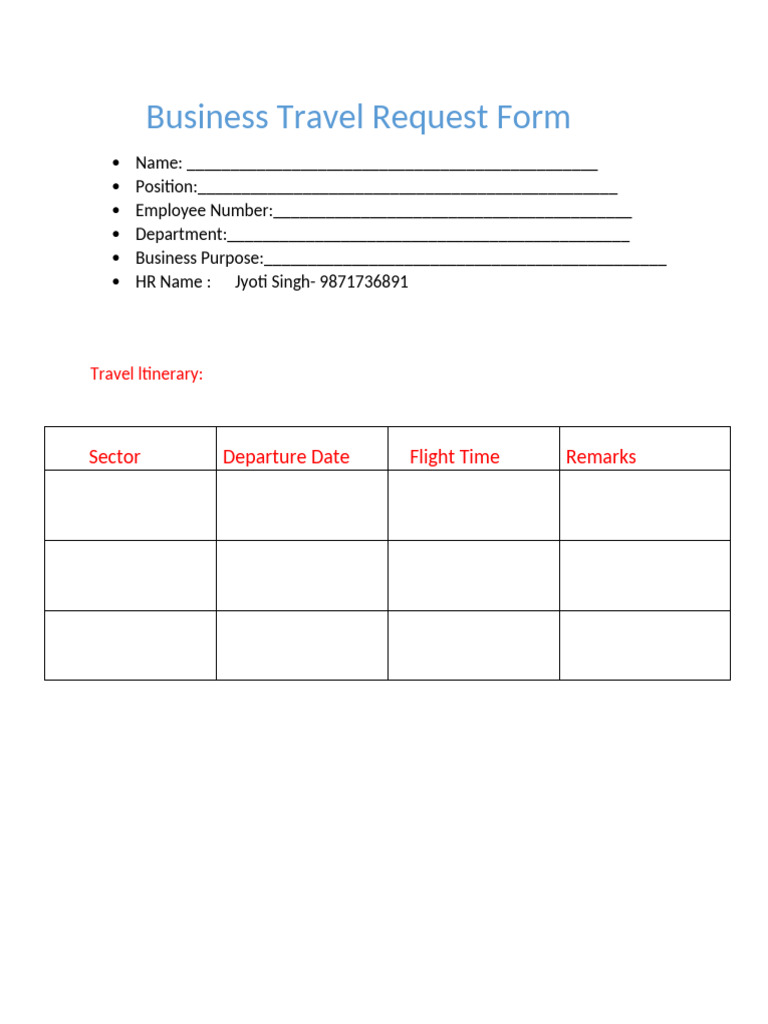 Business Travel Request Form (2) | PDF