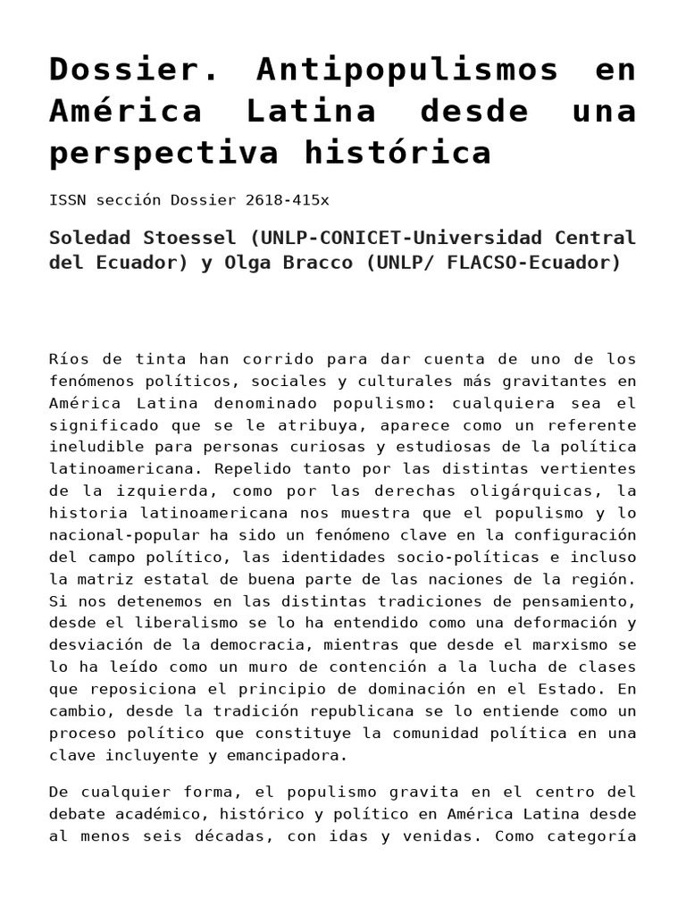 Antipopulismos en América Latina | PDF | Populismo | Política de la derecha