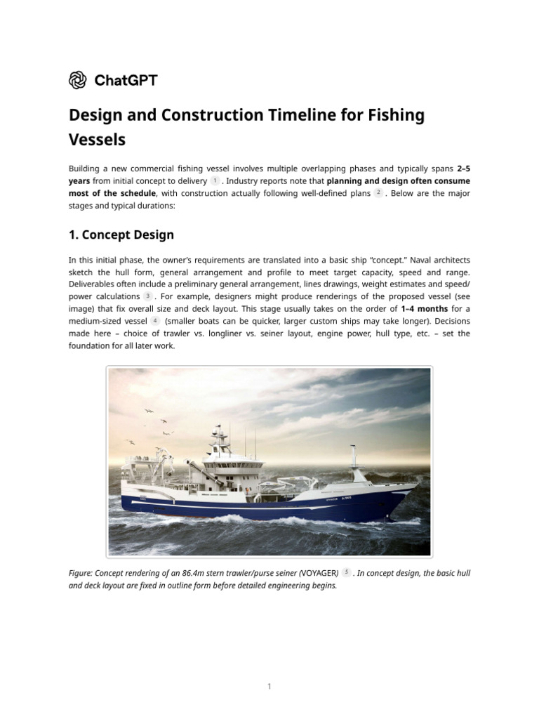 Design and Construction Timeline For Fishing Vessels | PDF | Ships ...