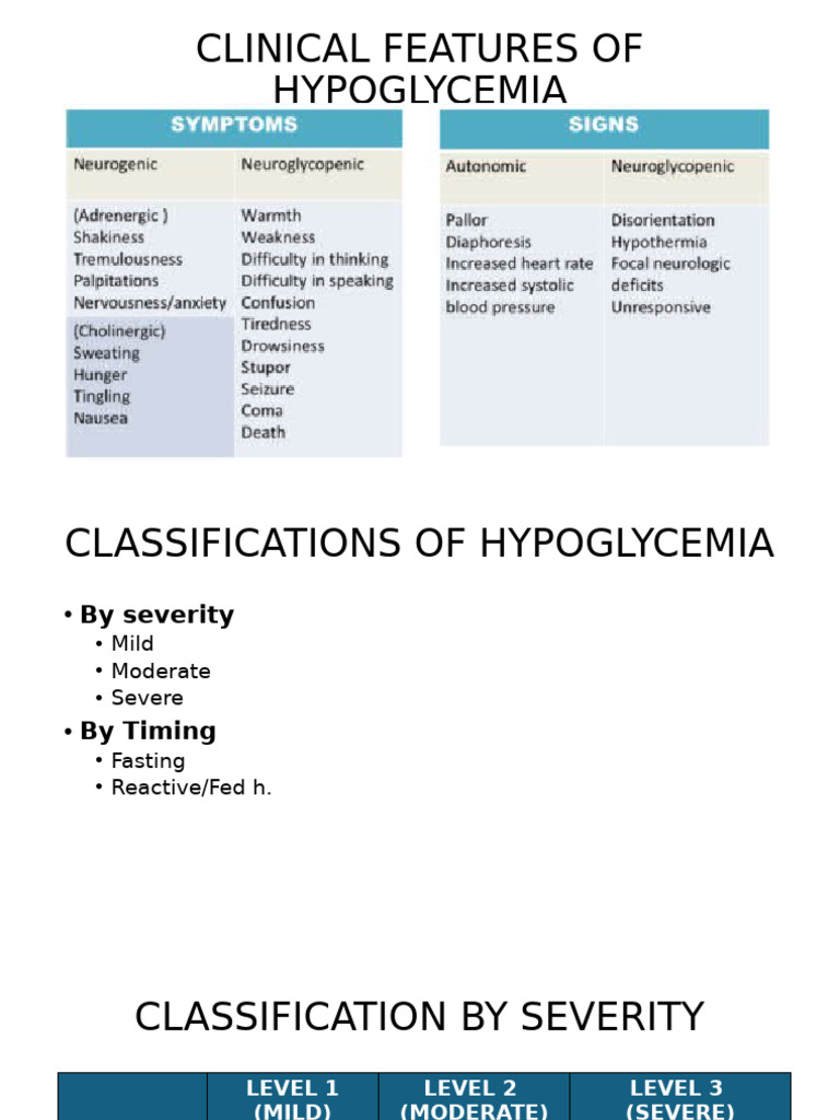 Hypoglycemia Classification Overview | PDF | Hypoglycemia | Endocrine