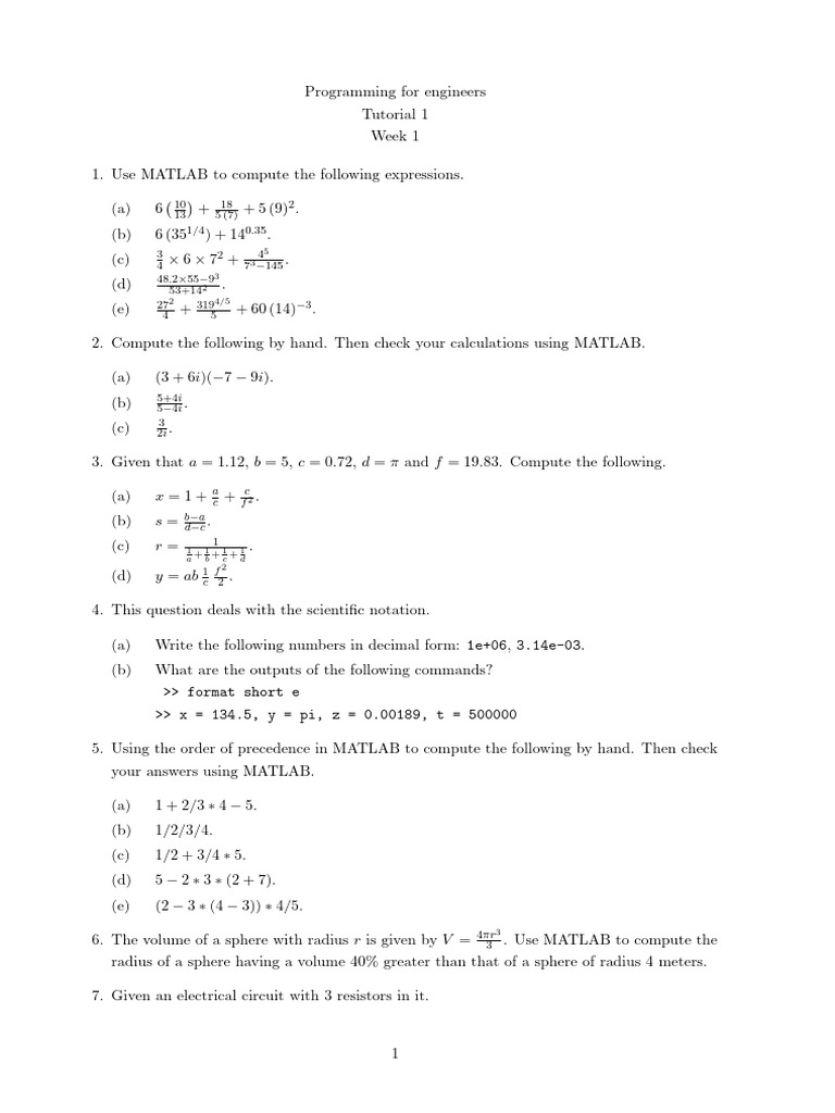 03 - Tutorial 1 For Lecture 1 2 | PDF | Trigonometric Functions ...