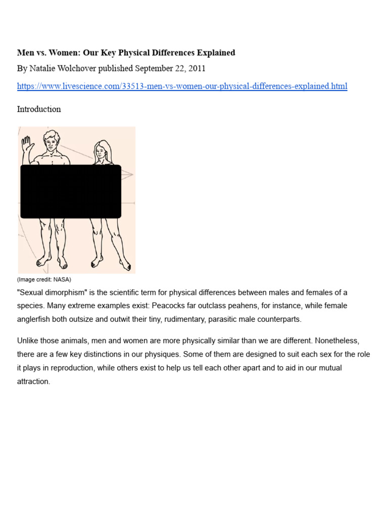 Key Physical Differences: Men vs. Women | PDF | Breast | Testosterone