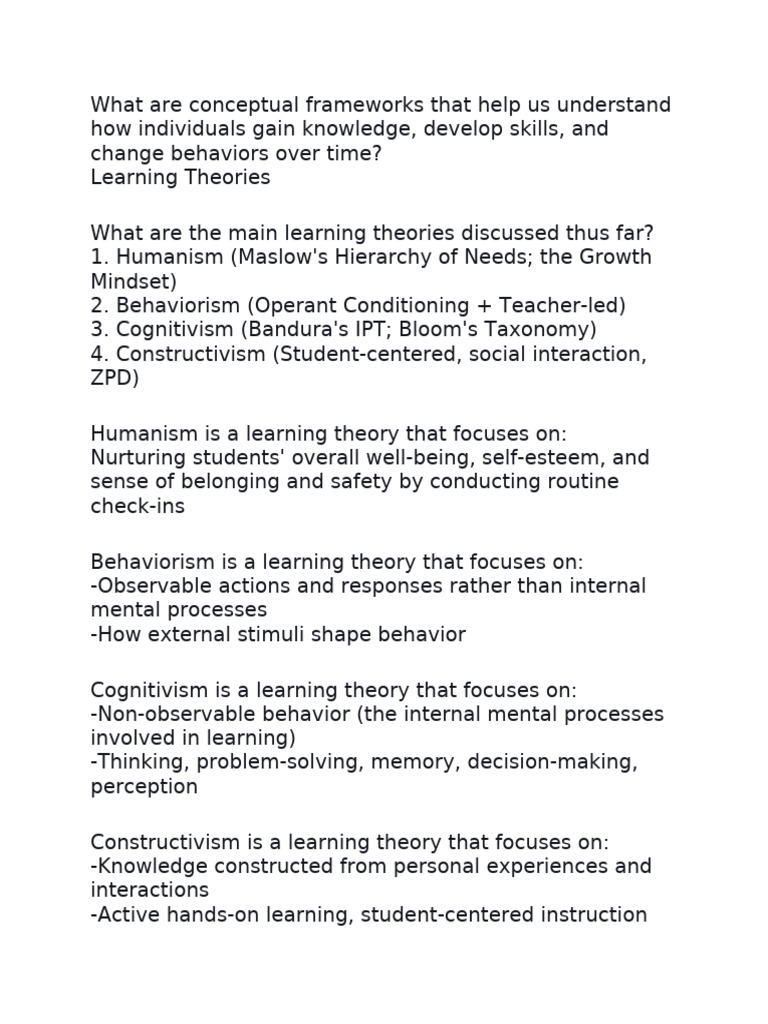 Overview of Learning Theories in Education | PDF | Constructivism ...