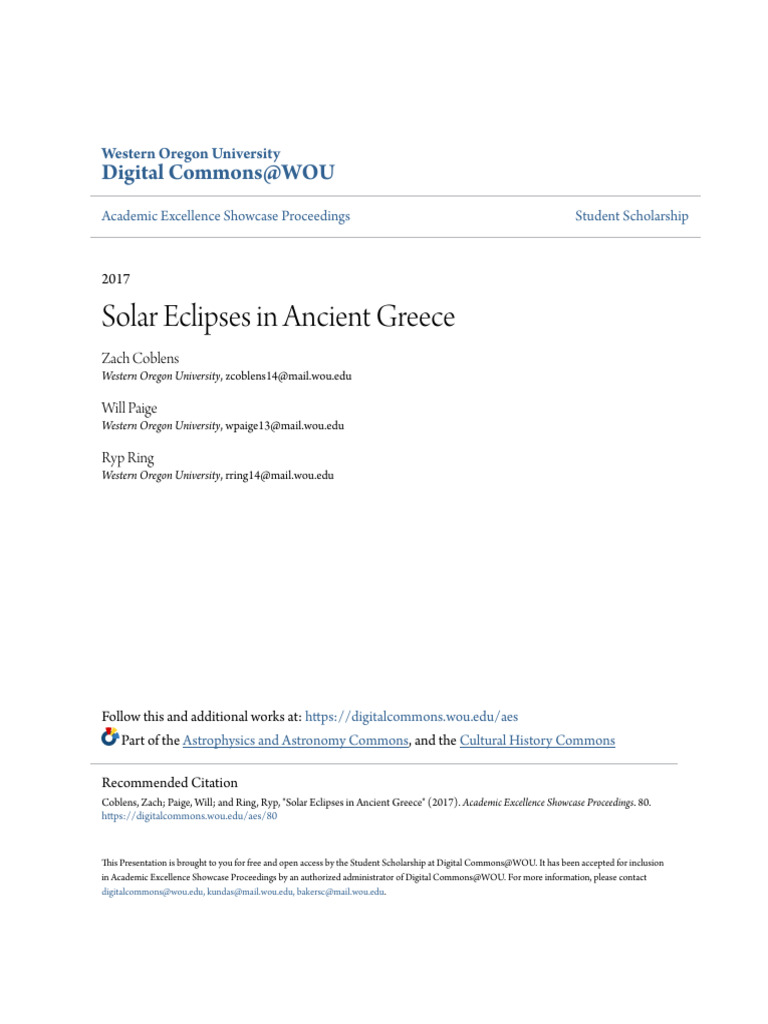 Solar Eclipses in Ancient Greece Analysis | PDF | Eclipse | Solar Eclipse