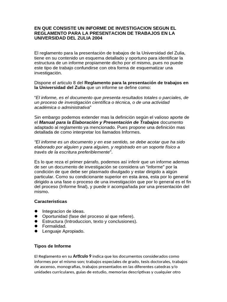 En Que Consiste Un Informe de Investigacion Segun | PDF