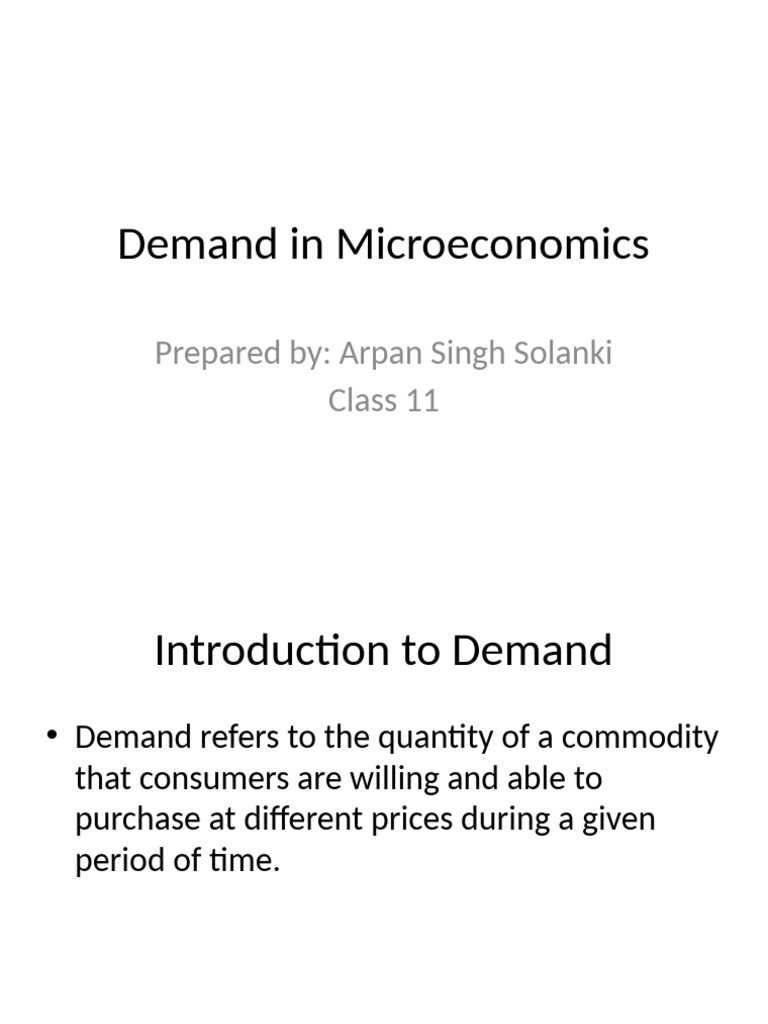 Demand Microeconomics Arpan Singh Solanki | PDF