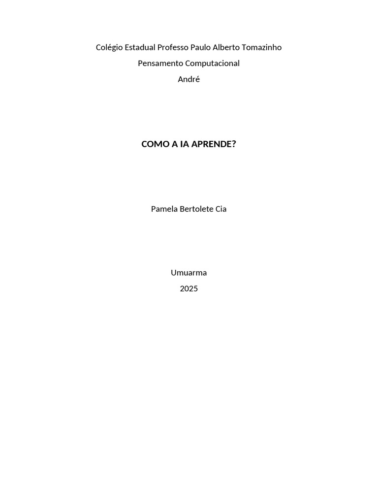 Colégio Estadual Professo Paulo Alberto Tomazinho TRABALHO ABNT | PDF ...