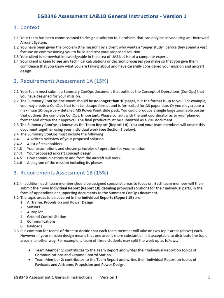 EGB346 UAS Assessment Instructions | PDF
