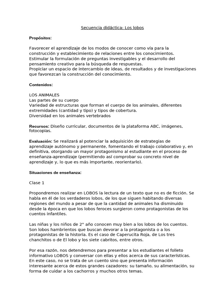2dosecuencia - Los Lobos | PDF | Aprendizaje
