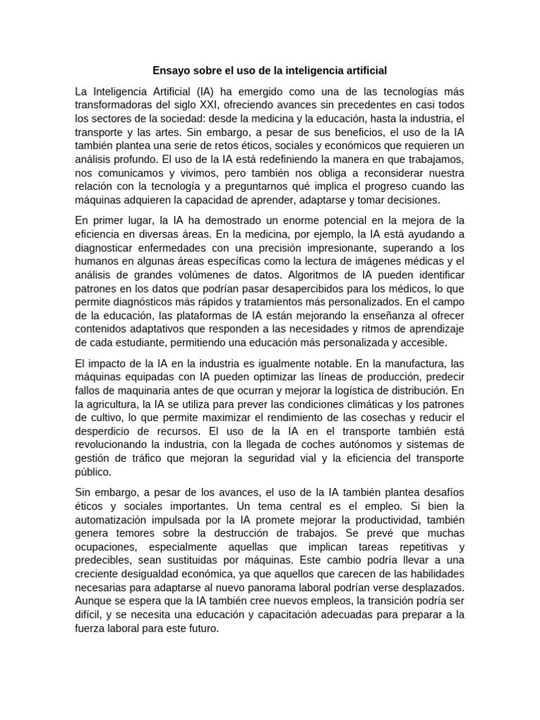 Impacto y retos de la inteligencia artificial | PDF | Inteligencia ...