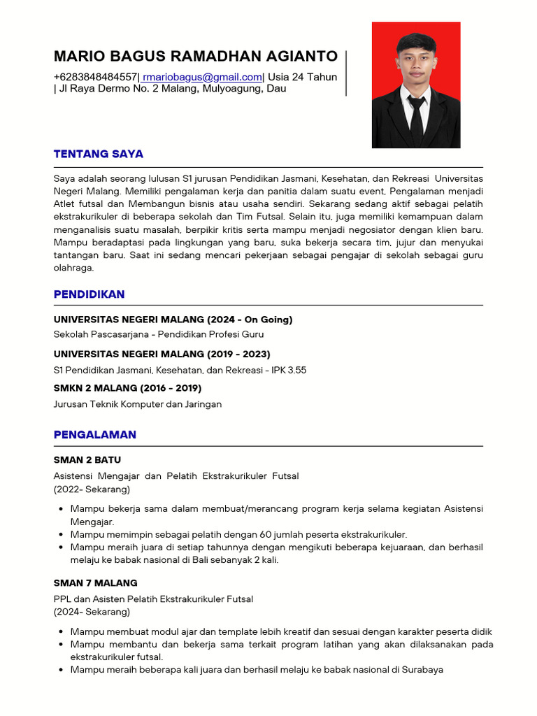 CV GURU_Mario Bagus | PDF