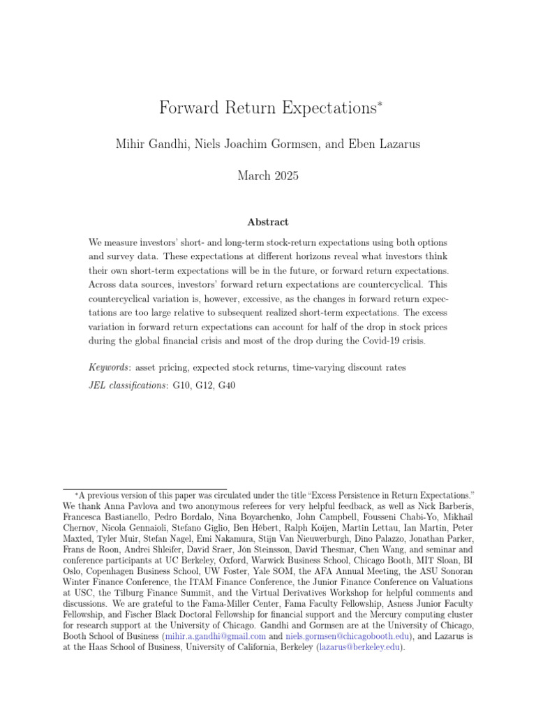 Investor Forward Return Expectations Analysis | PDF | Forecasting ...