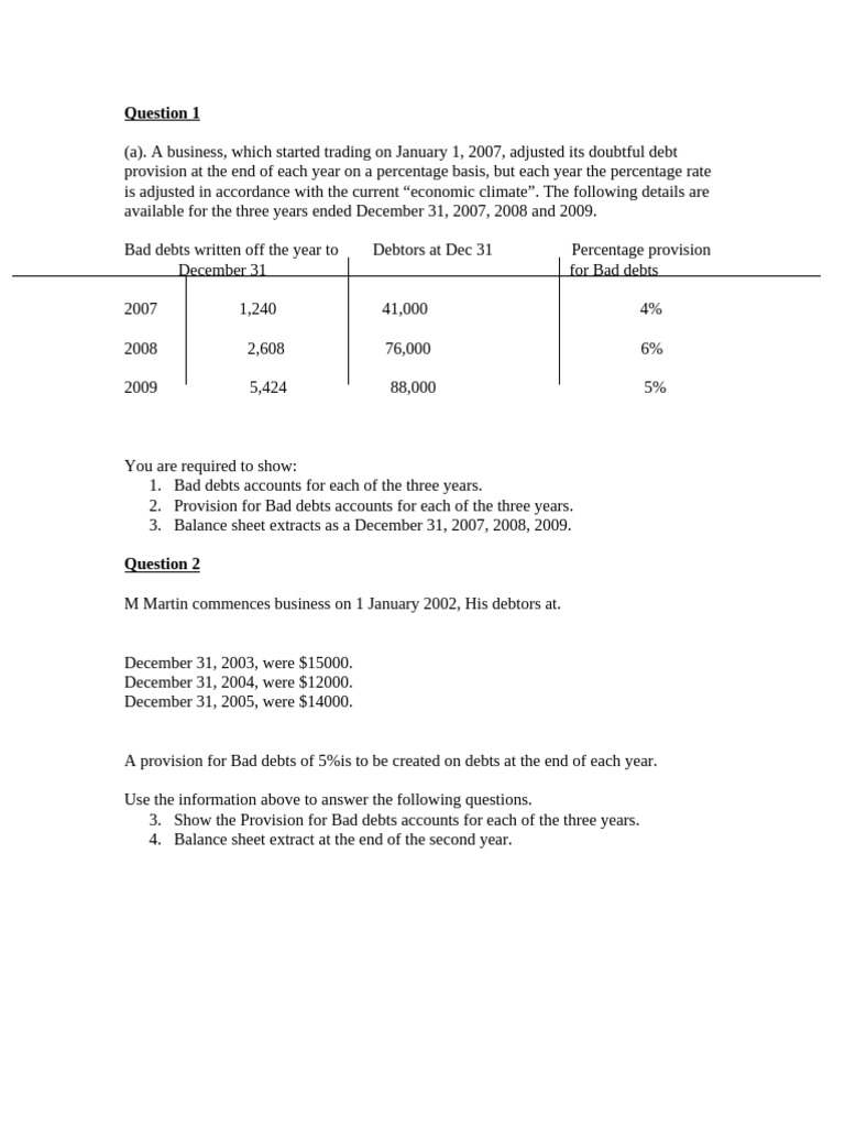 Bad Debts Provision and Accounting Analysis | PDF