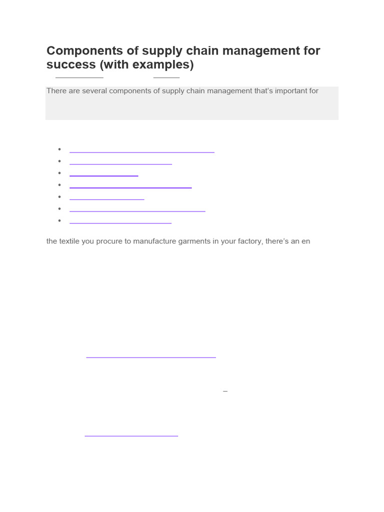Components of Supply Chain Management | PDF | Supply Chain Management ...