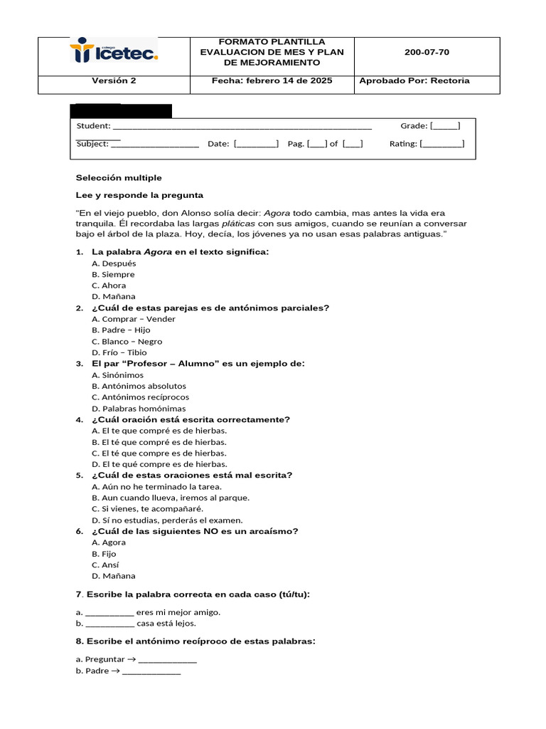 Formato Examen | PDF