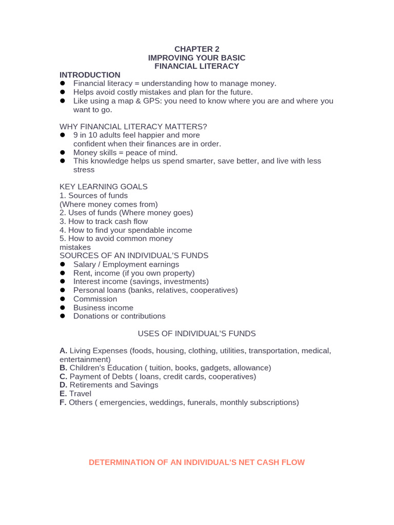 Chapter 2 Notes Personal Finance | PDF | Financial Literacy | Cash