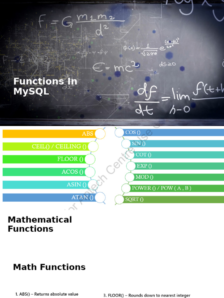 Functions in MySQL | PDF