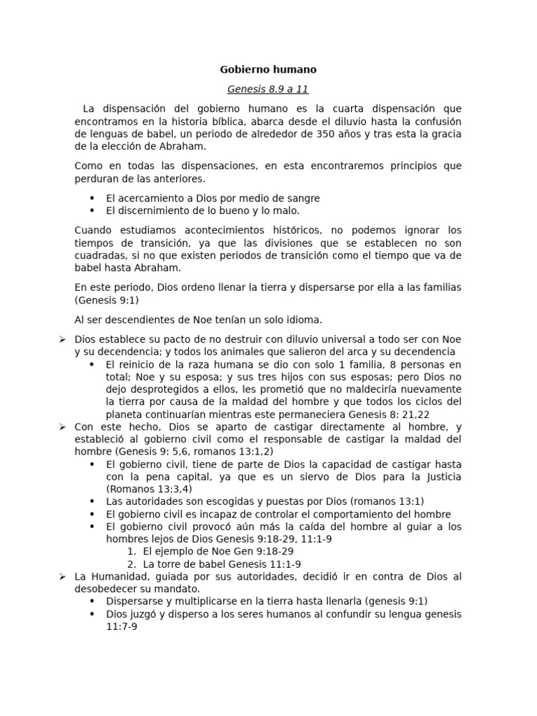 Gobierno humano según la Biblia | PDF | Noé | Libro del Génesis