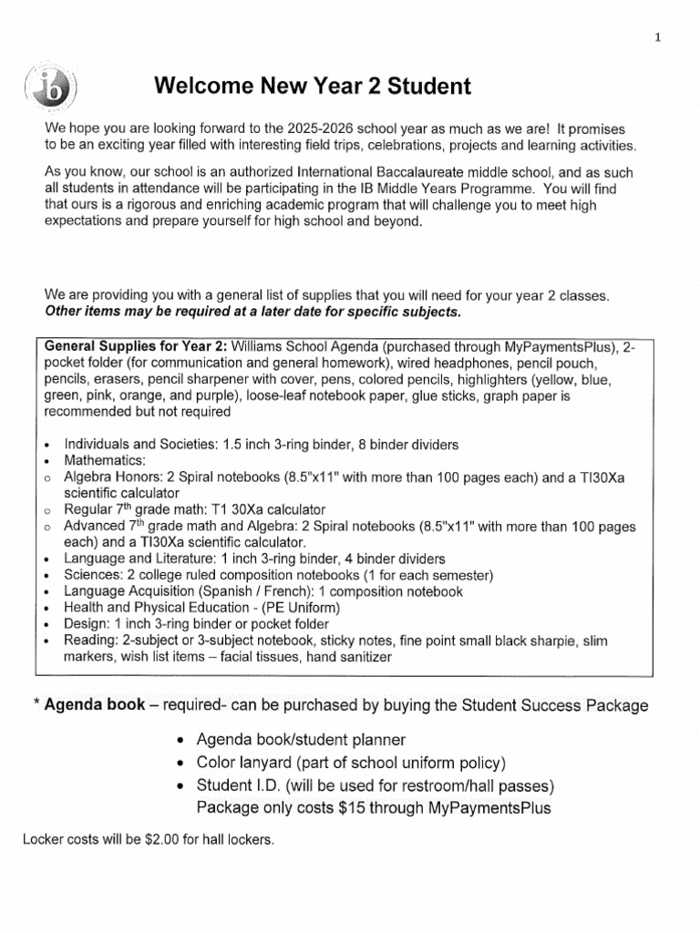 Year2 Summer Packet Williams MMS 202526 | PDF