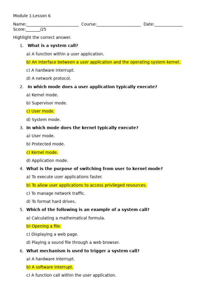 Module 1-Activity 6-Answer Key | PDF | Process (Computing) | Operating ...