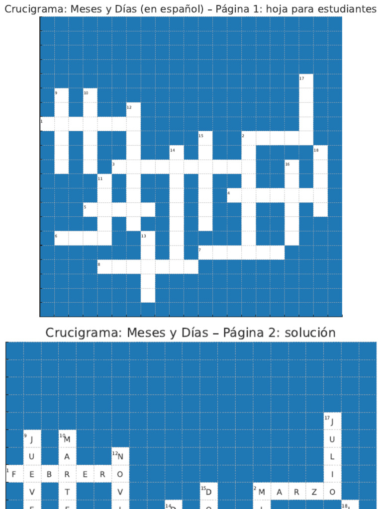 Crucigrama Meses Dias ES | PDF