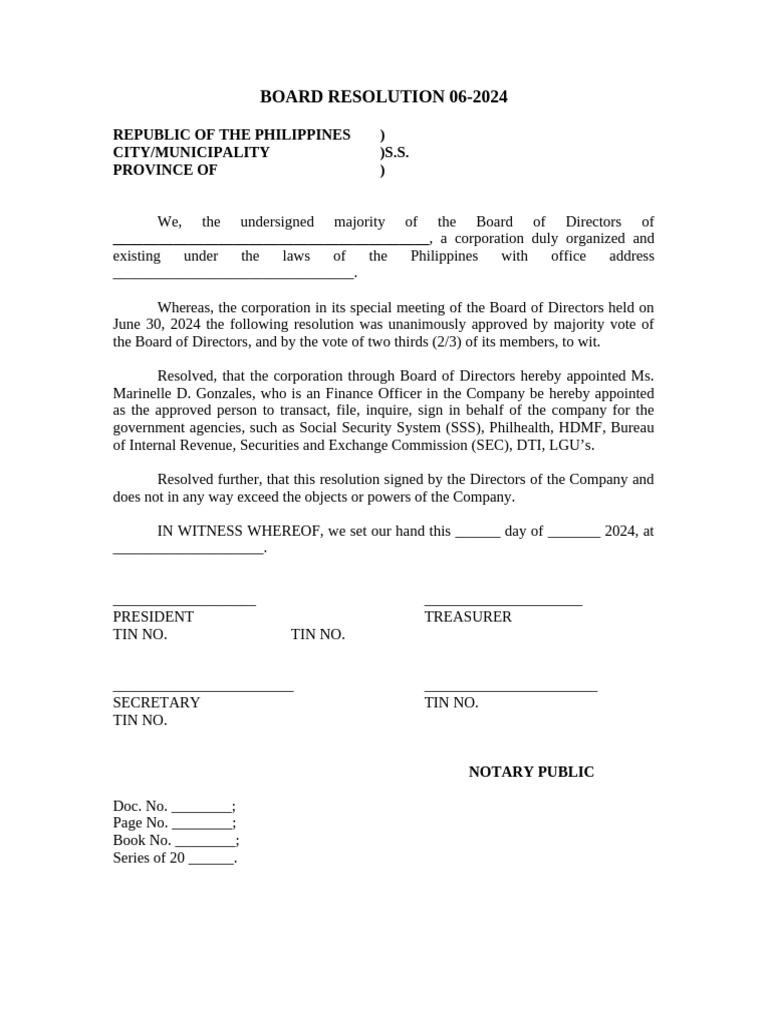 board resolution_authorized signatory | PDF