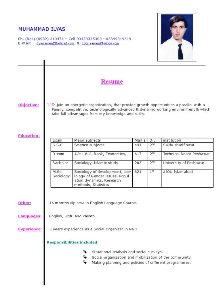 Ilyas CV | PDF | Sociology