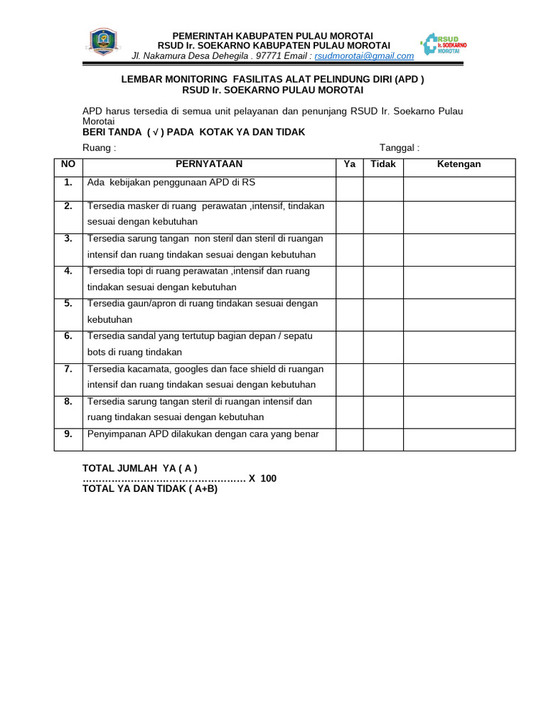 Lembar Monitoring Fasilitas Apd | PDF
