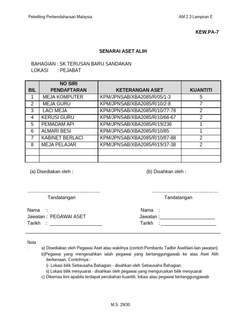 Kew Pa-7 Pejabat | PDF