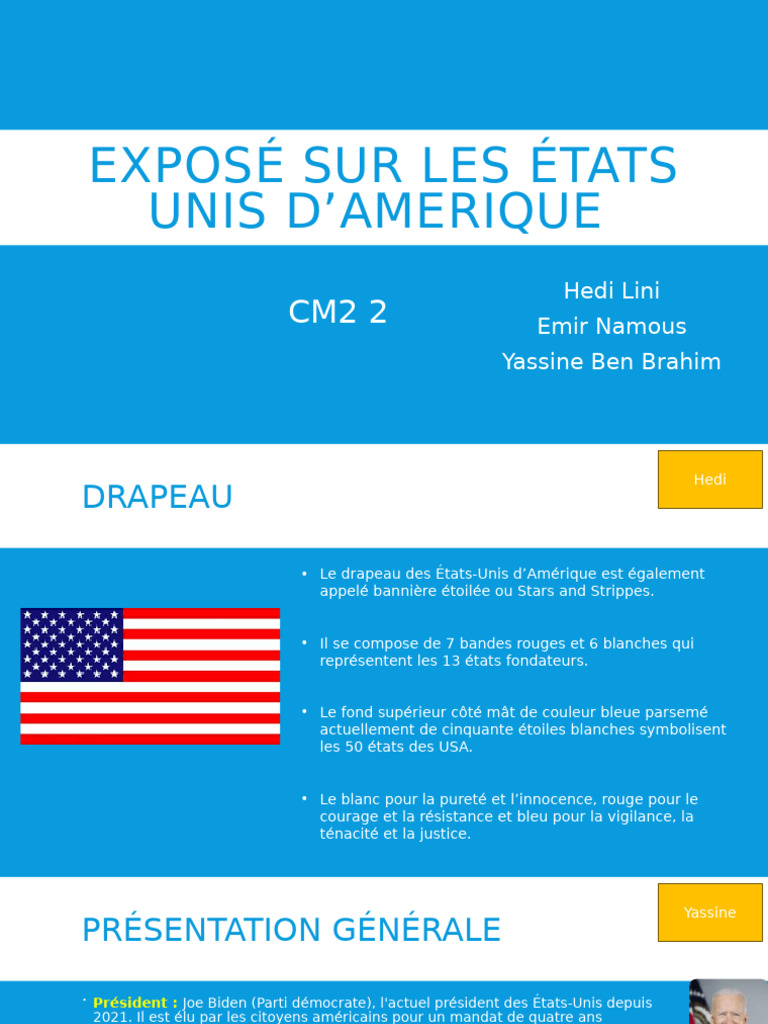 Exposé sur les États-Unis pour CM2 | PDF | Les États-Unis | Déclaration ...