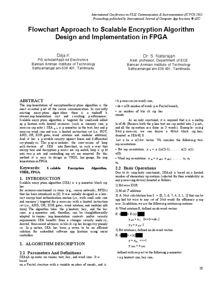 Flowchart Approach To Scalable Encryption Algorithm Design And Implementation In Fpga Pdf