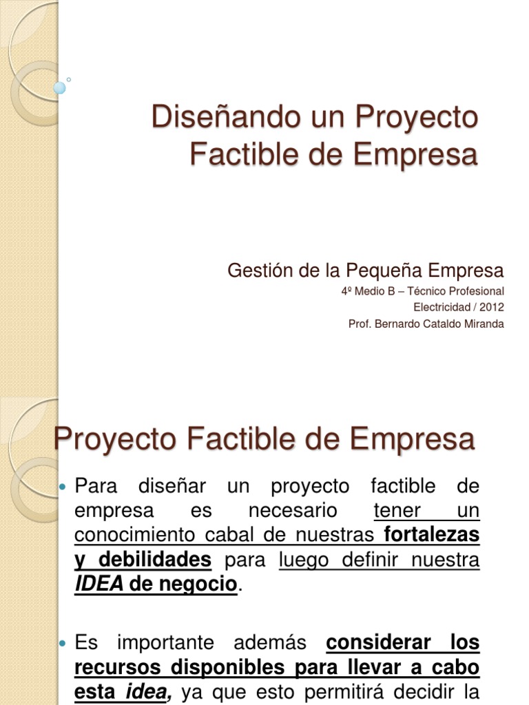 Diseñando Un Proyecto Factible de Empresa | PDF | Mercado (economía ...