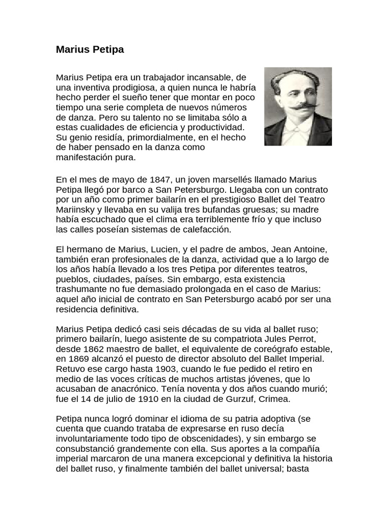 Marius Petipa (Biografia) | PDF | Ballet | Bailes