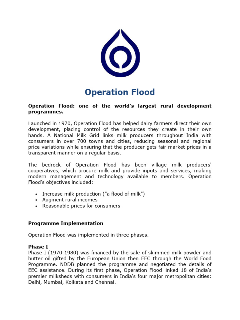 About Operation Flood | PDF | Food Industry | Dairy