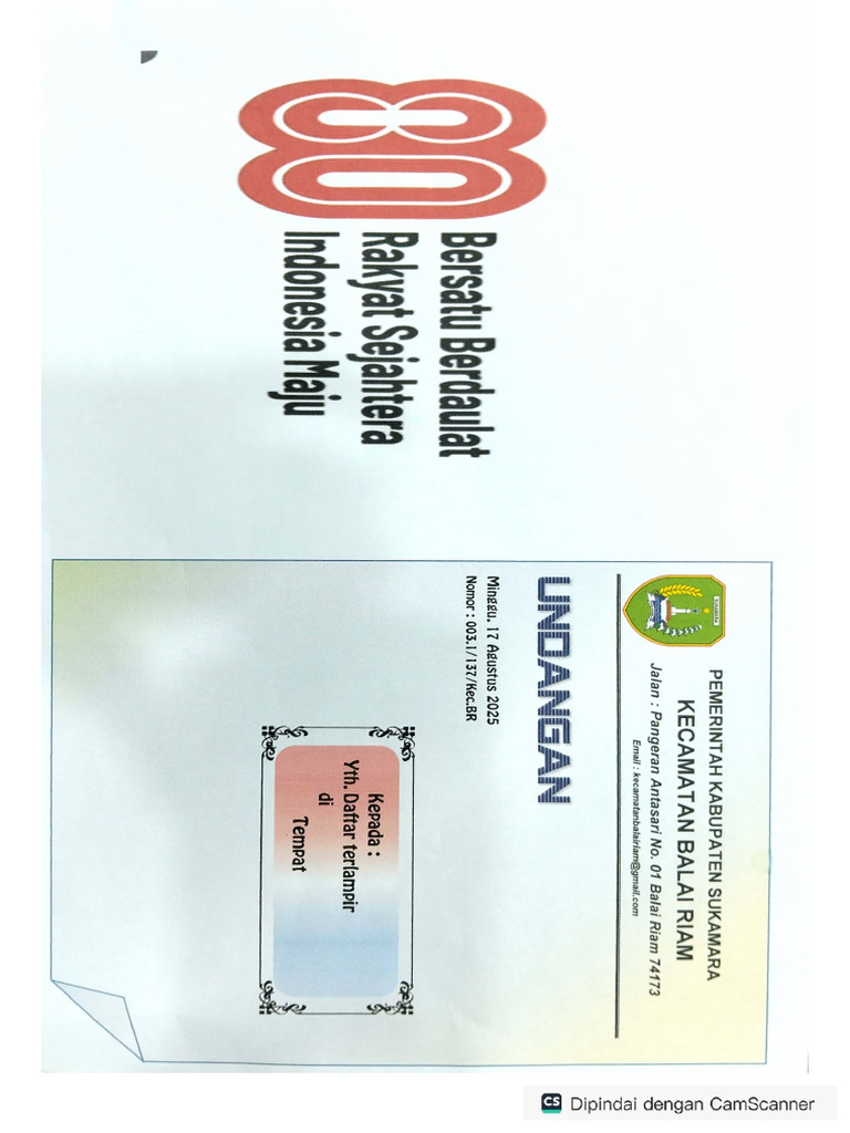 Undangan HUT RI Ke-80 Tahun 2025 | PDF