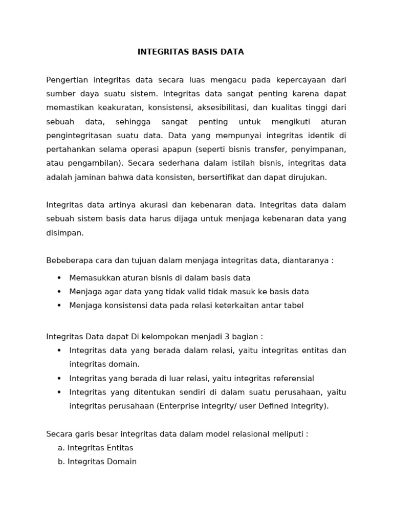 Memahami Integritas Data dalam Basis Data | PDF